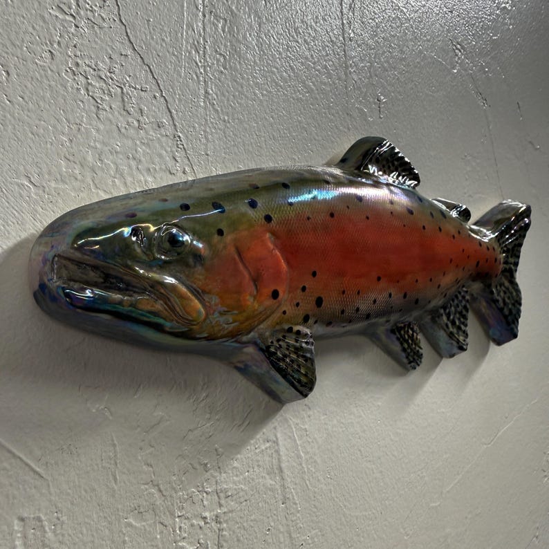 Rainbow Trout Fish Tile CERAMIC Portrait Sculpture 3d Art Tile Plaque ...