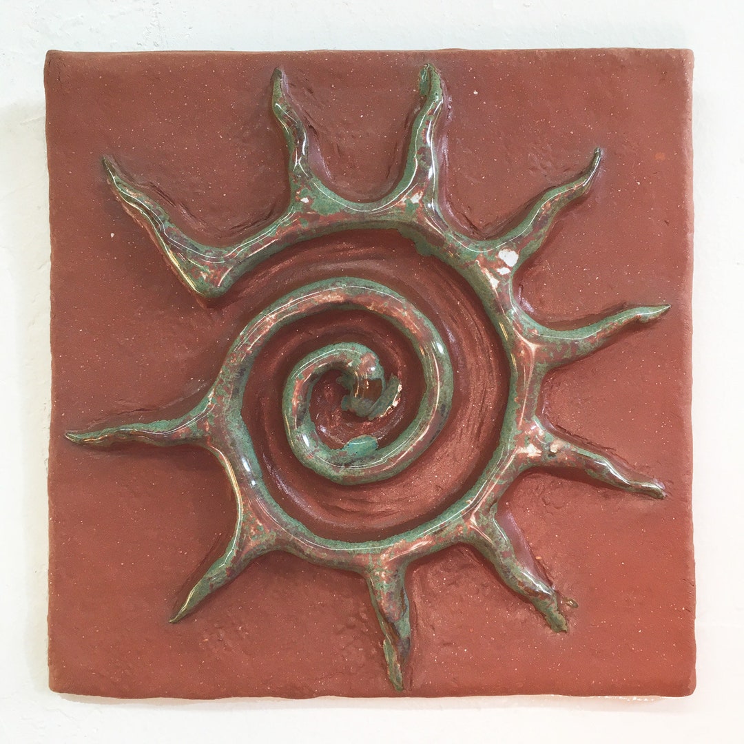 Native Sun Terra Cotta Red Fired Clay Wall Hanging Tile CERAMIC Pet ...