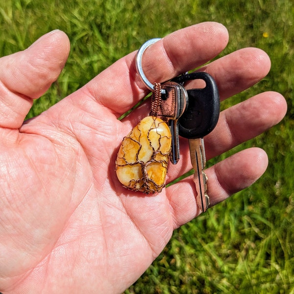 Wire Wrapped Stone Keychain - Etsy