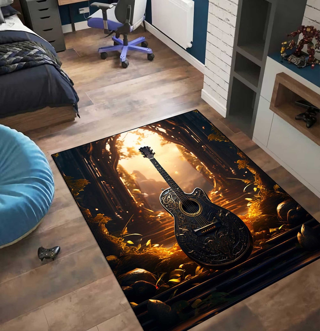 Musical Rug, Musical Decor, Guitar Rug, Art Rug, Musical Room Decor ...
