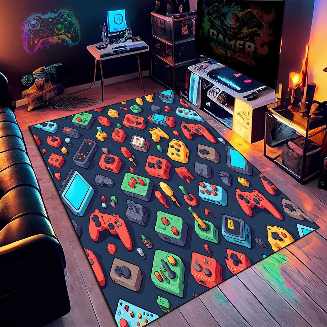 Video Game Controller Rug: Gamer Room Decor - Etsy