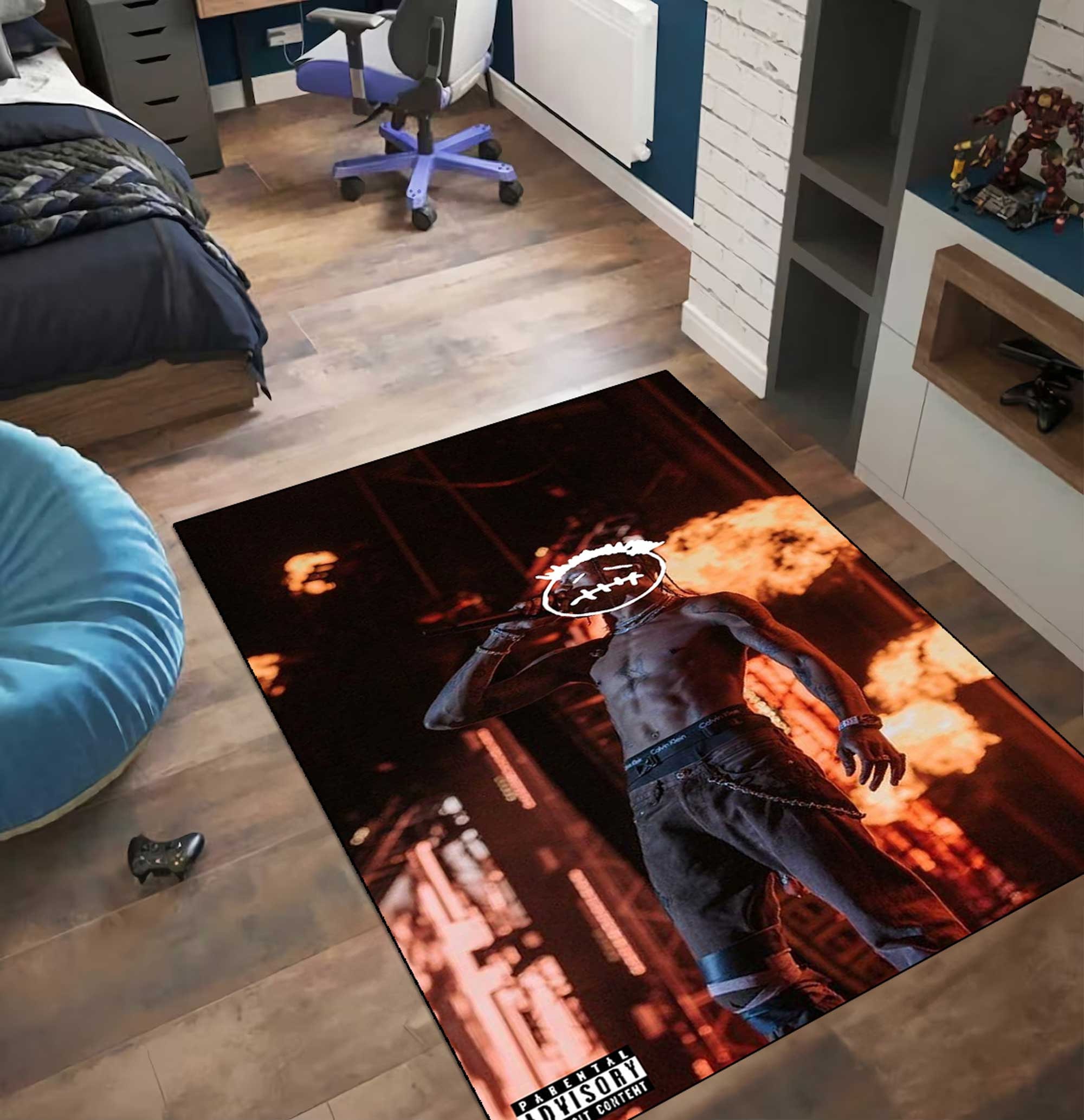 Travis Scott Rug: Personalized Music Star Room Decor, Washable Non-slip ...