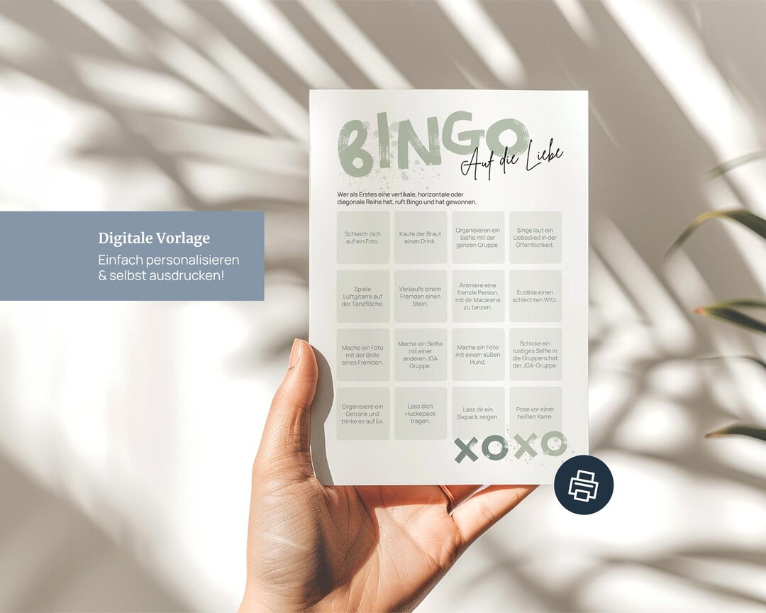 JGA Bingo to Print Personalizable Template for Hen Party Digital ...