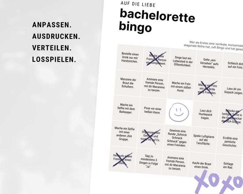 JGA Bingo Zum Ausdrucken - Personalisierbare Canva Vorlage Für Den ...