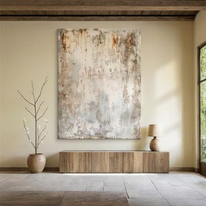 Large Tan Minimalist Wabi-sabi Wall Art, Off-white Textured Abstract ...