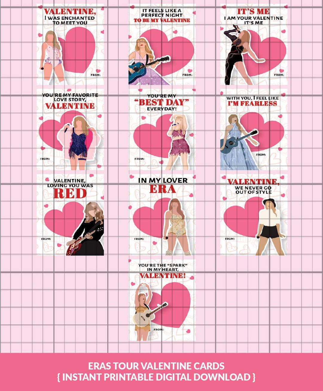 The Eras Tour Valentine's Day Cards Valentines Day Tag Printable Trendy ...