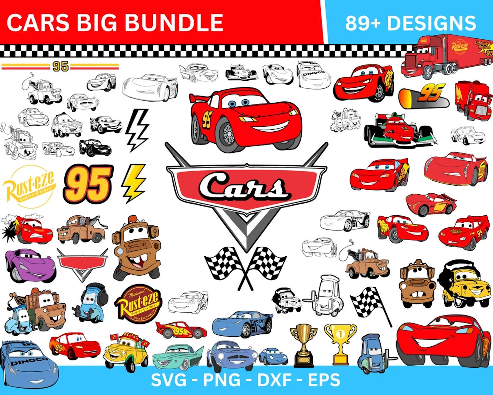 Cars SVG Bundle, Cars Svg, Lightning Mcqueen Svg, Cars PNG Clipart, for ...