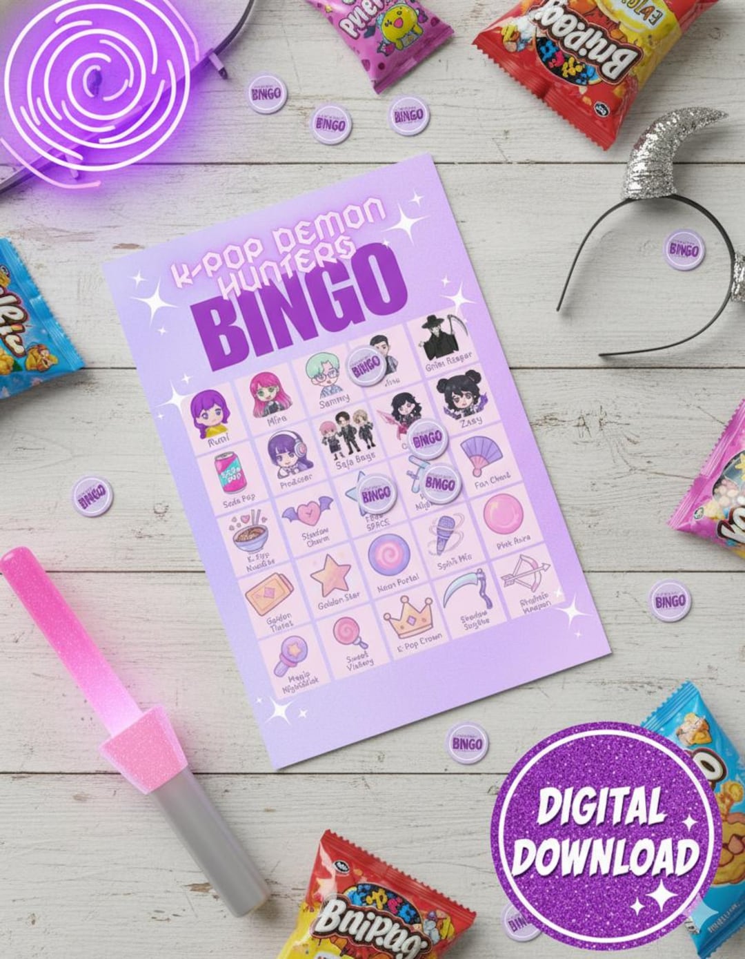 Kpop Demon Hunters Bingo Game | Printable Digital File | Fun K-pop ...