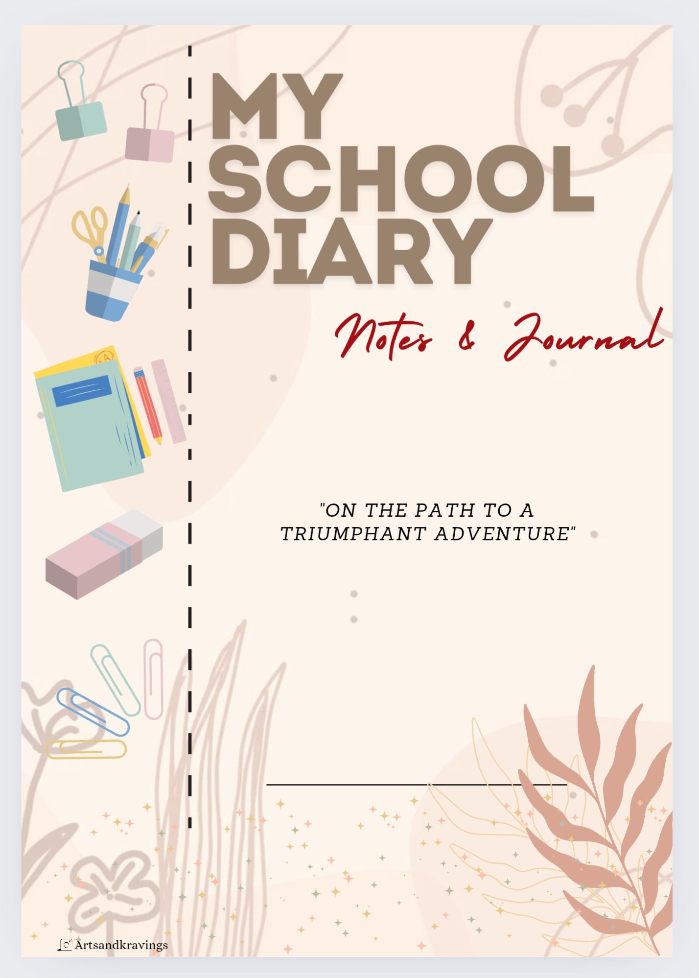 Printable School Diary: Colorful Notebook, Notes & Journal (digital ...