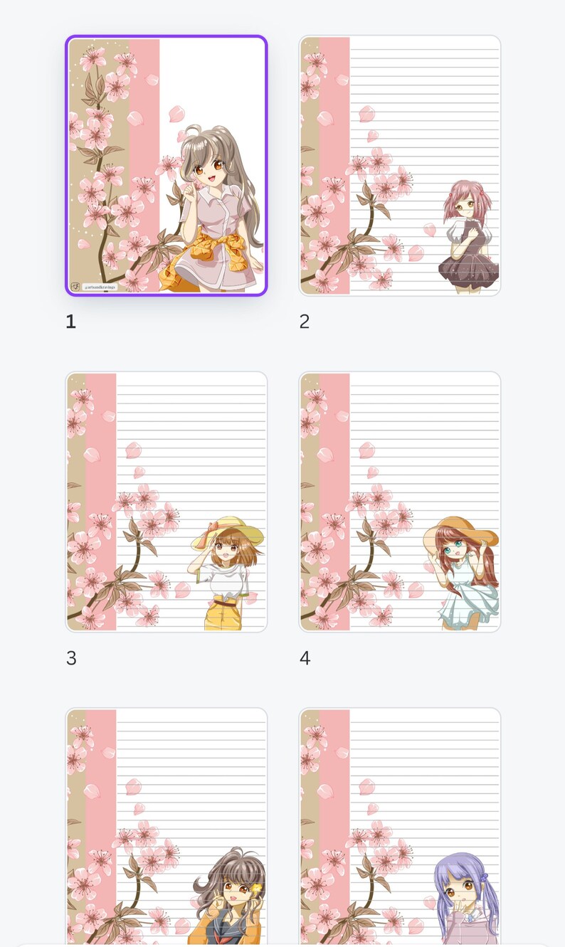 Anime Girl Notepad: Cherry Blossom Design - Etsy