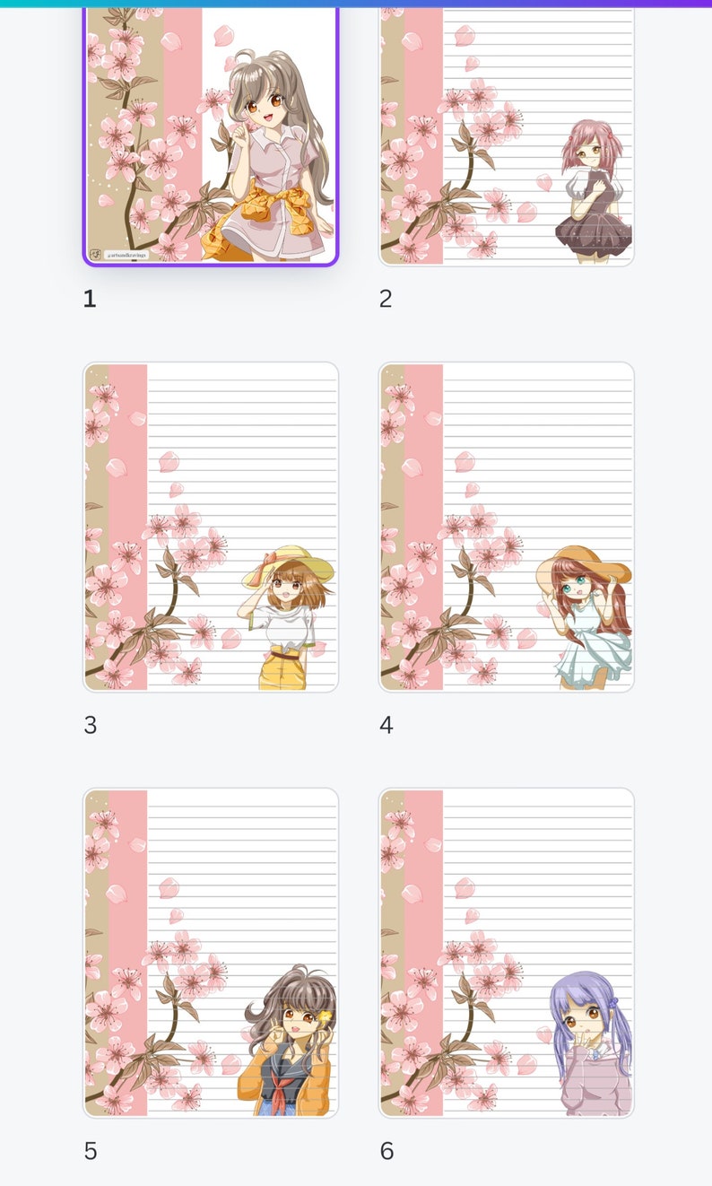 Anime Girl Notepad: Cherry Blossom Design - Etsy