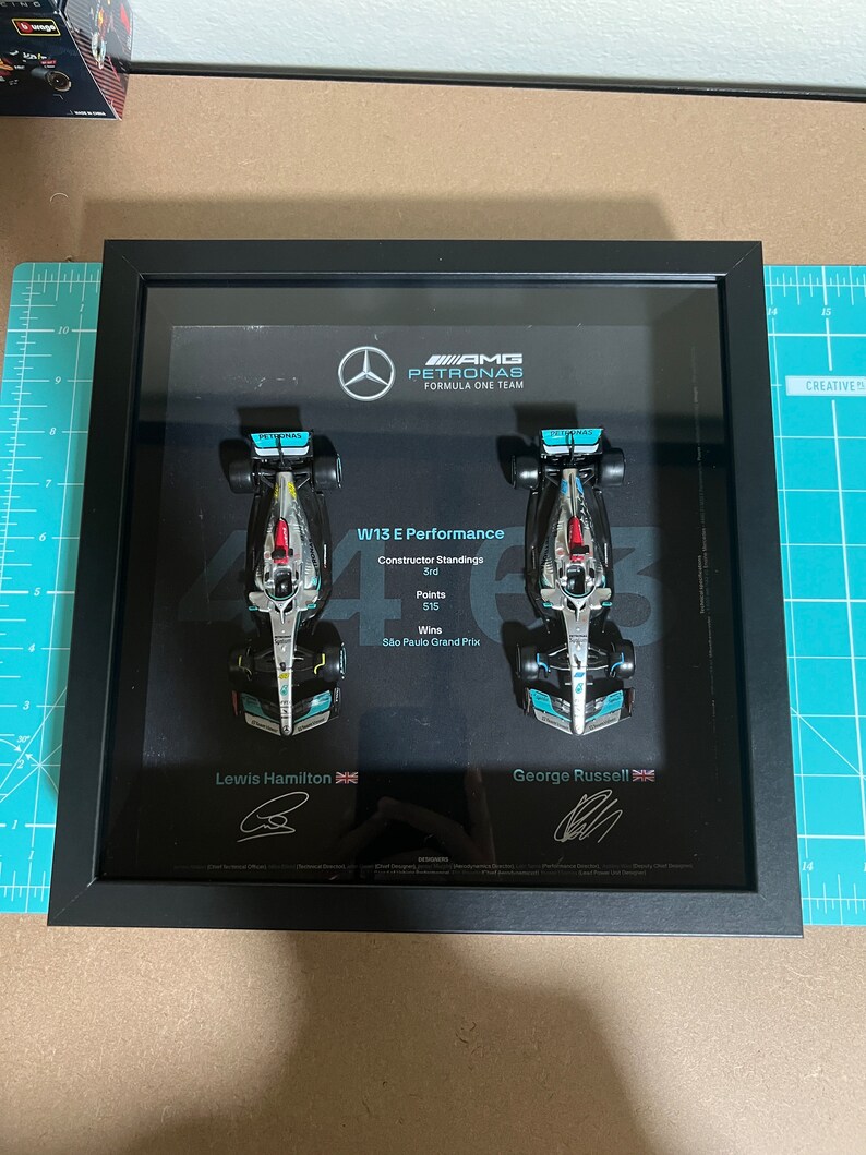 F1 3d Frame 2022 Mercedes Team Car 1/43 Scale F1 Shadow Box Shadow Box ...
