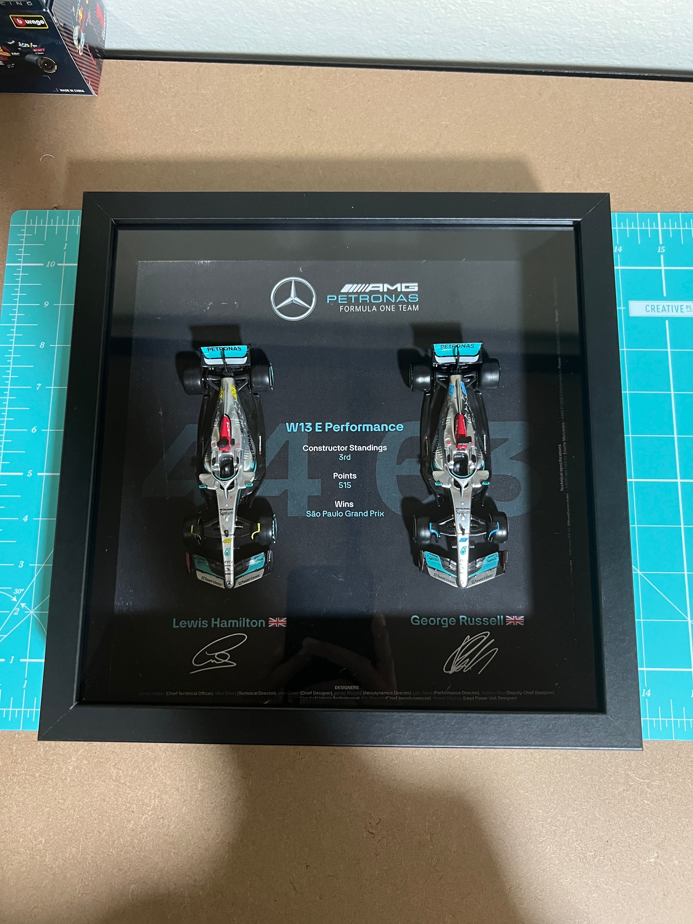 F1 3d Frame 2022 Mercedes Team Car 1/43 Scale F1 Shadow Box Shadow Box ...