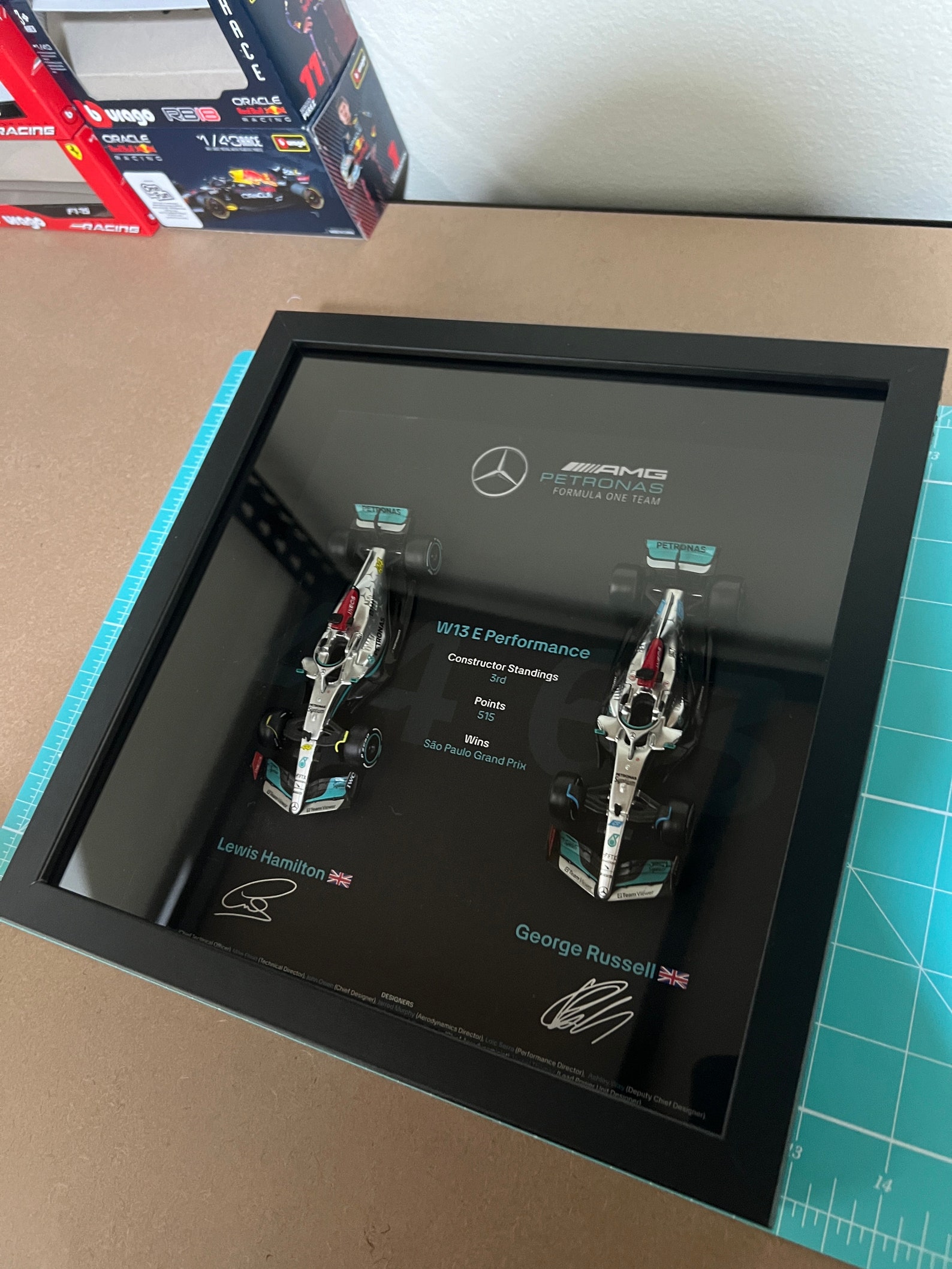 F1 3d Frame 2022 Mercedes Team Car 1/43 Scale F1 Shadow Box Shadow Box ...