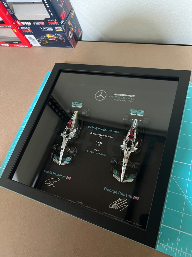 F1 3d Frame 2022 Mercedes Team Car 1/43 Scale F1 Shadow Box Shadow Box ...