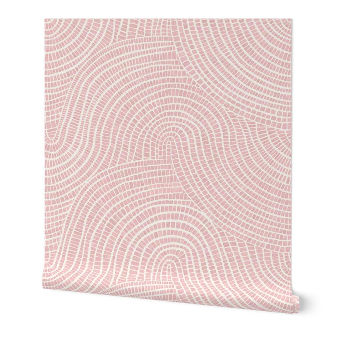 Pastel Pink Coastal Abstract Waves Wallpaper in a Mosaic Style for a ...
