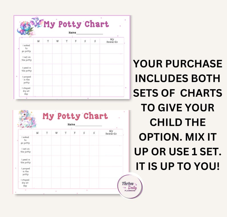 Potty Training Chart for Girls Printable, Sticker Reward Charts ...