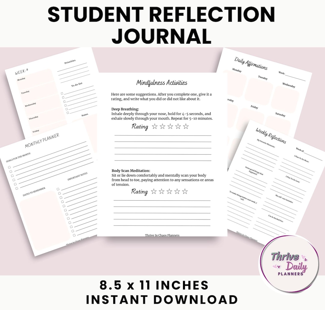 Back to School Daily Reflection Journal: Printable Daily Planner With ...