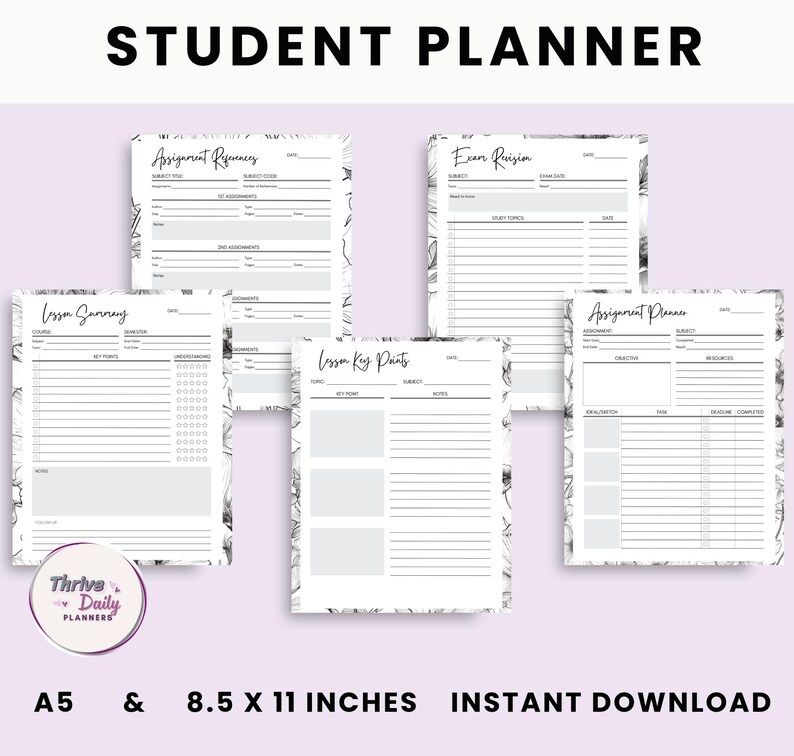 Printable Academic Planner 2025-2026, Student Study Organizer With ...