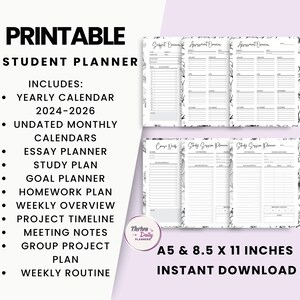 Printable Academic Planner 2025-2026, Student Study Organizer With ...