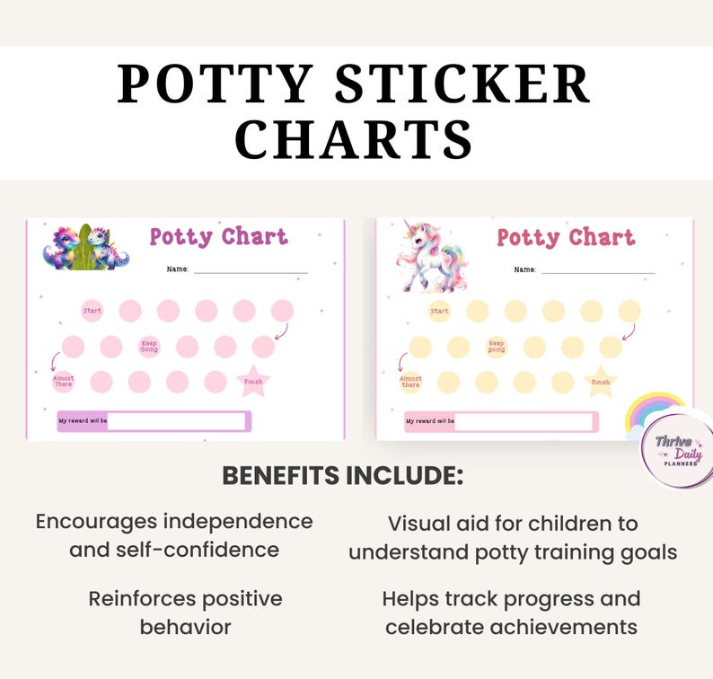 Potty Training Chart for Girls Printable, Sticker Reward Charts ...