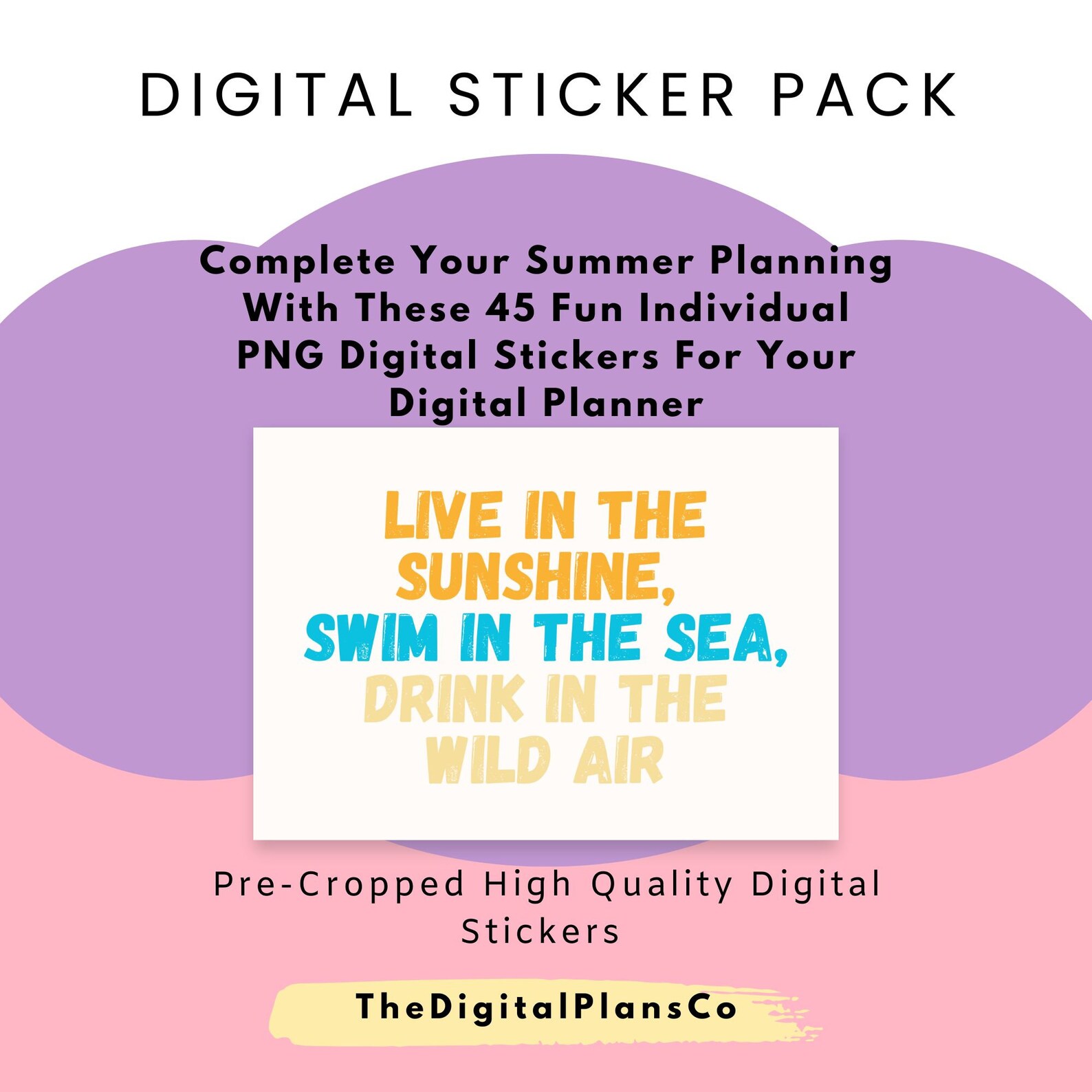Digital Stickers Set I Summer Phrases I Summer Digital Stickers for ...