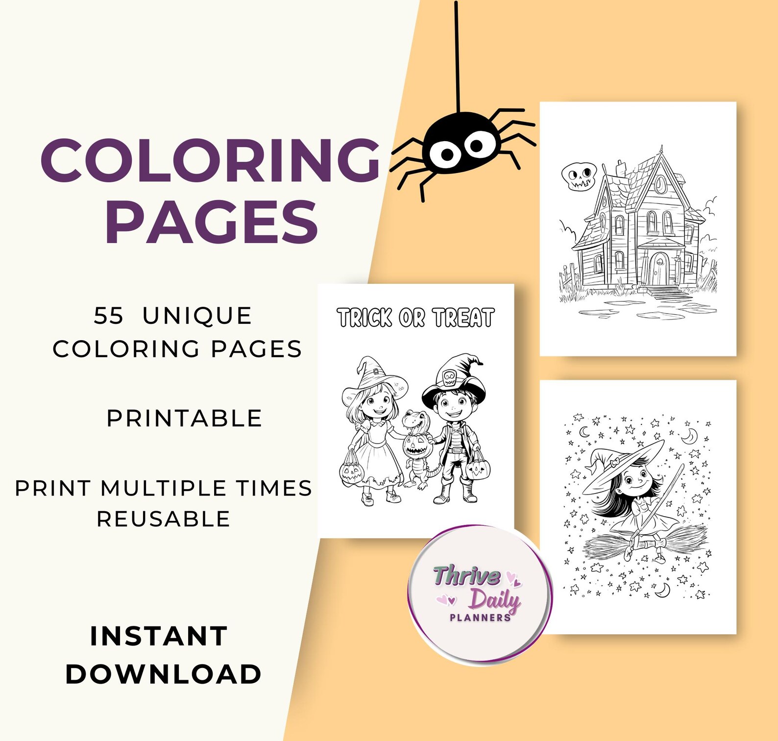 Printable Halloween Coloring Book, Pumpkin Coloring Pages, Fall ...