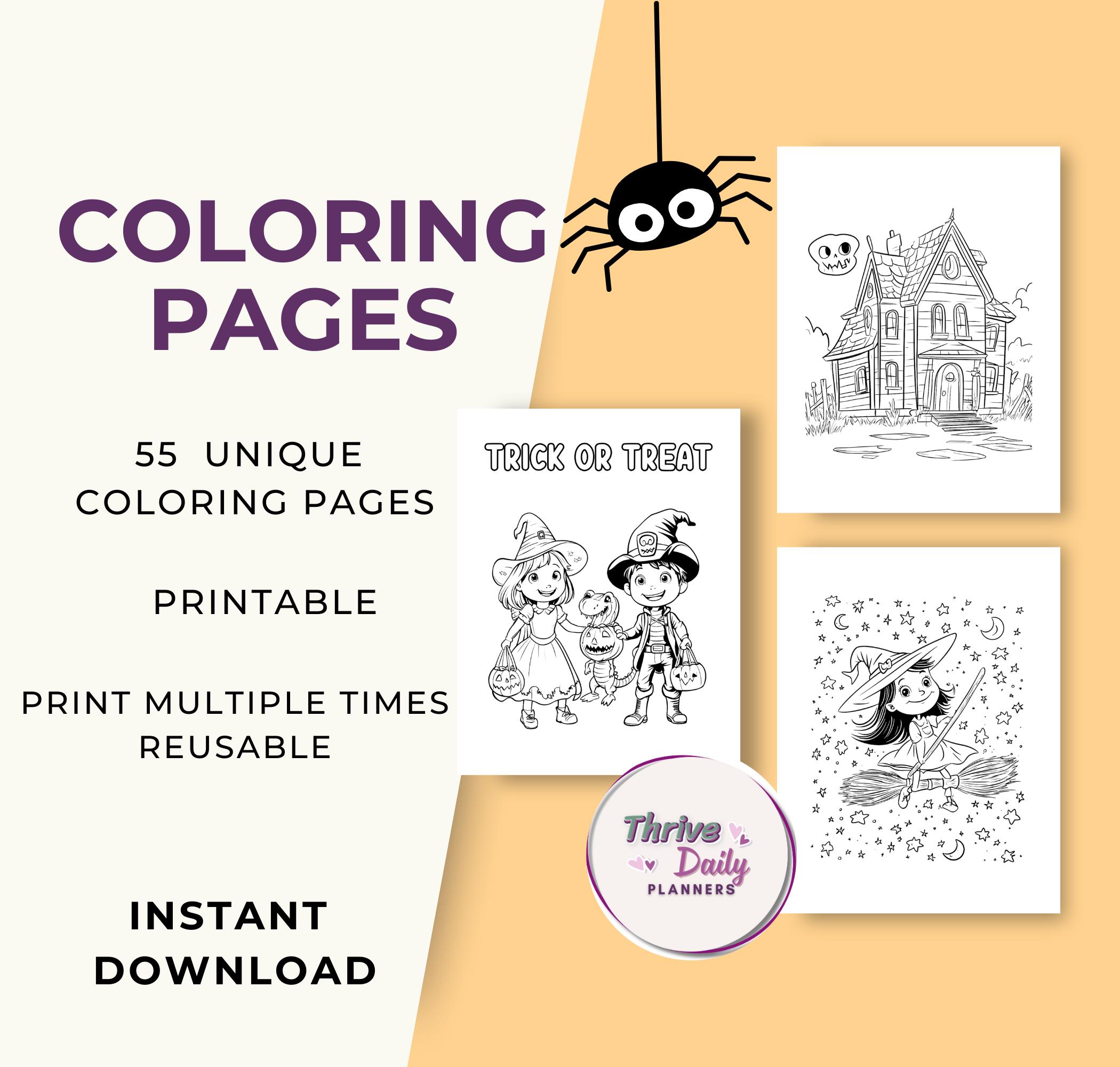 Printable Halloween Coloring Book, Pumpkin Coloring Pages, Fall ...