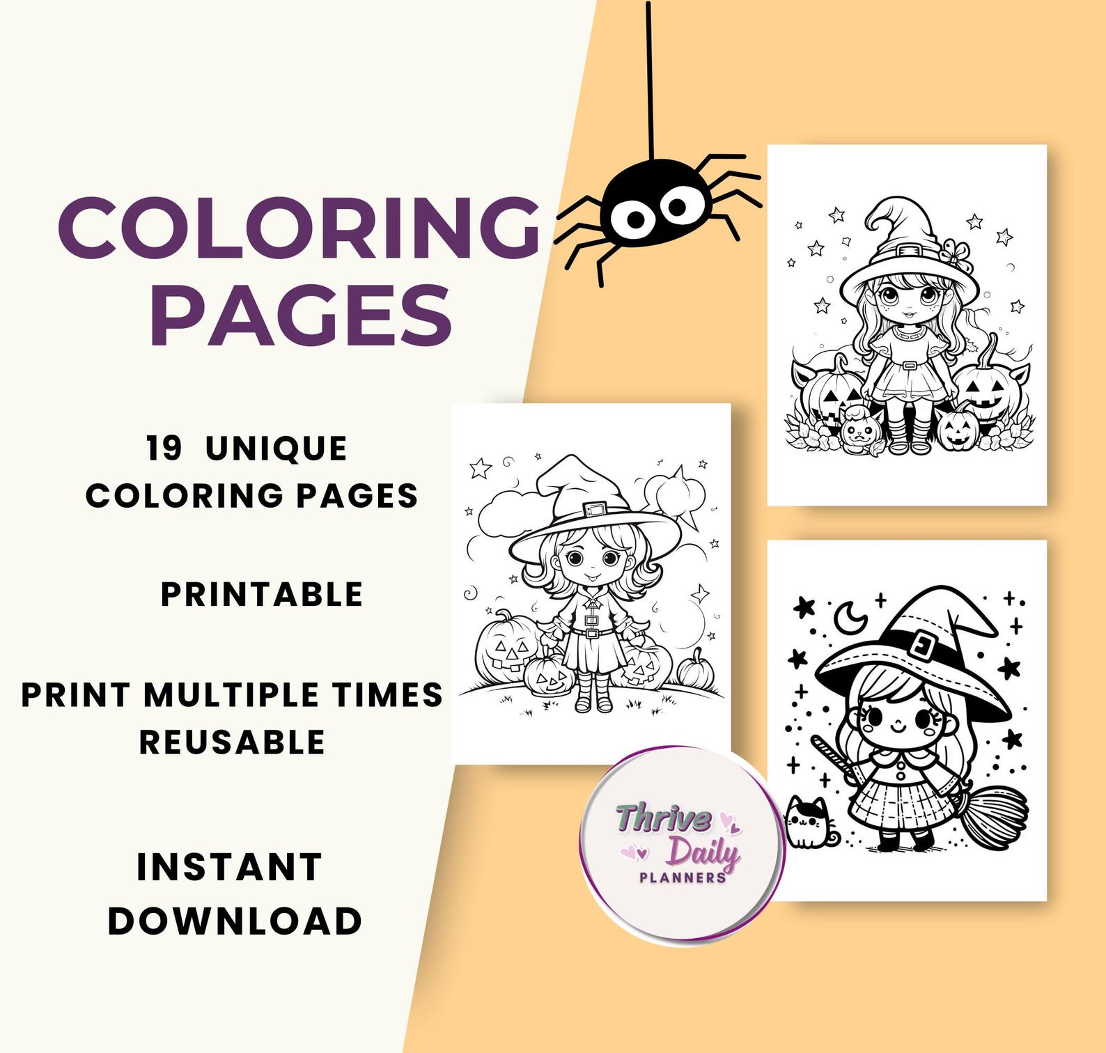 Halloween Printable Coloring Book, Coloring Pages for Kids, Fall ...