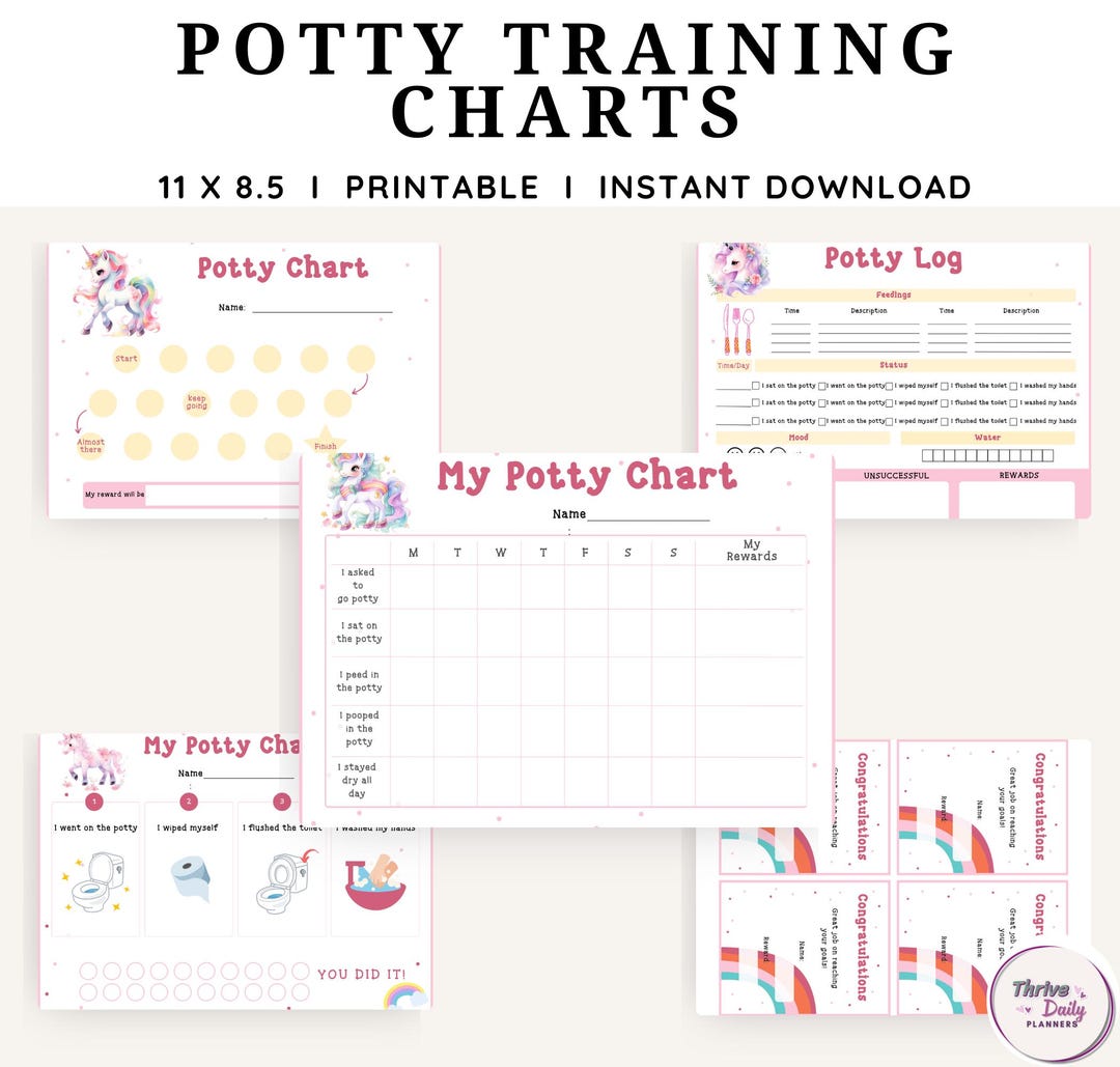 Potty Training Chart for Girls Printable, Sticker Reward Charts ...