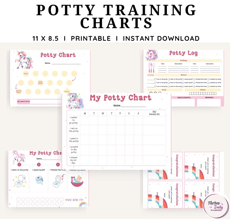 Potty Training Chart for Girls Printable, Sticker Reward Charts ...