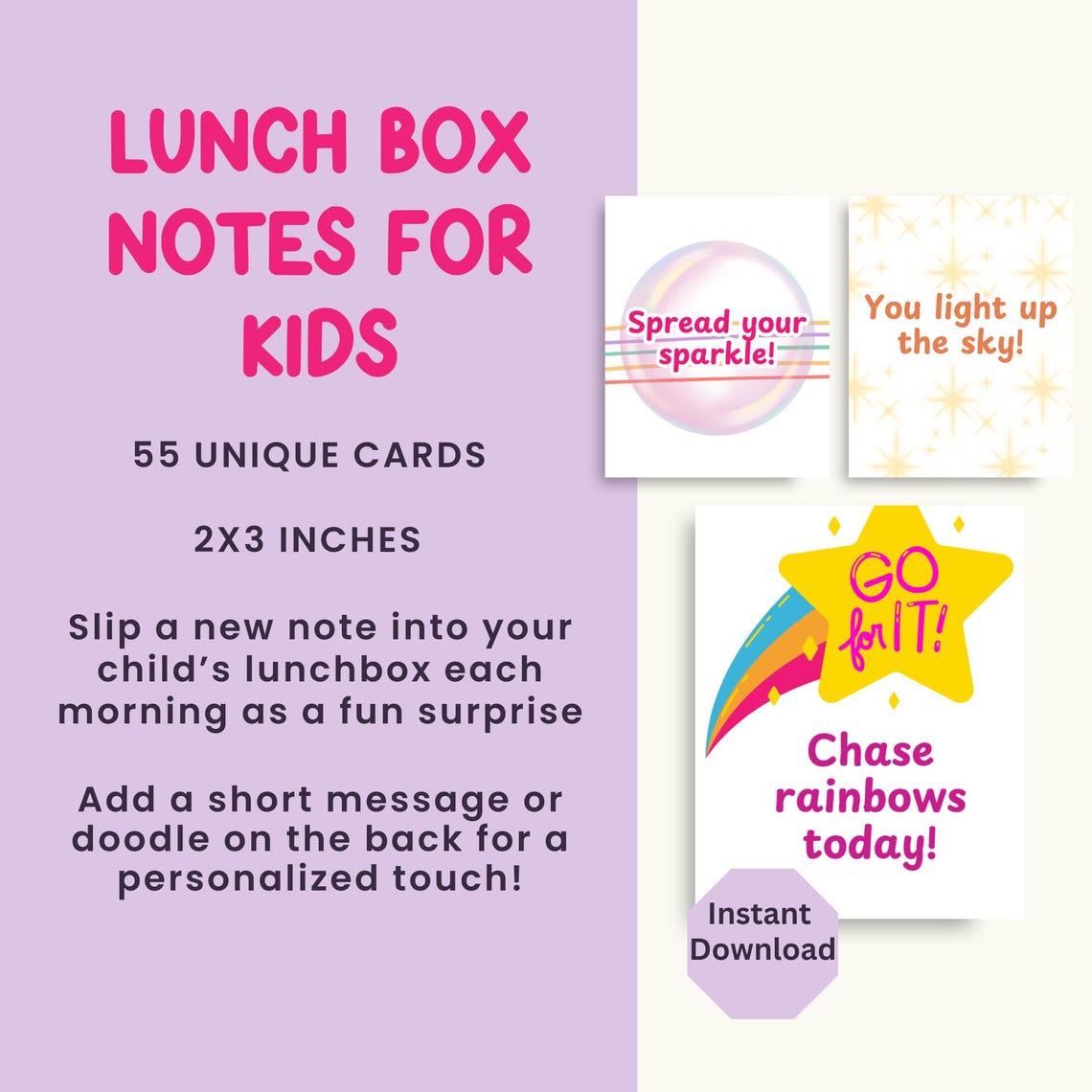 Lunch Box Notes for Kids - Positive Affirmations & Encouragement, Cute ...
