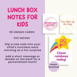 Lunch Box Notes for Kids - Positive Affirmations & Encouragement, Cute ...