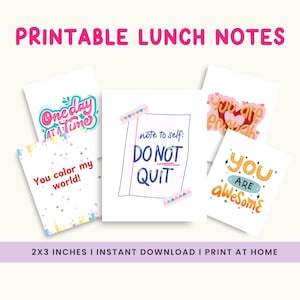Lunch Box Notes for Kids - Positive Affirmations & Encouragement, Cute ...