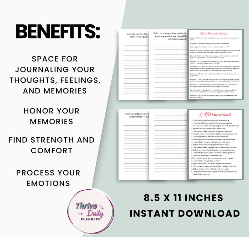 Printable Reflective Journal for Coping With Grief: Journal Prompts ...