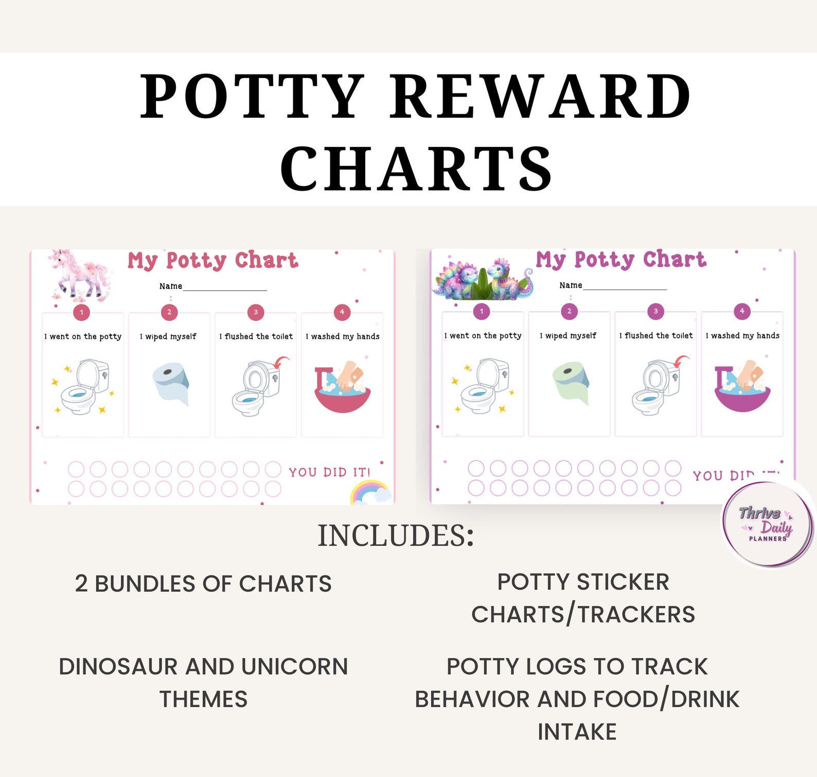 Potty Training Chart for Girls Printable, Sticker Reward Charts ...