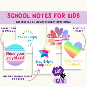 Lunch Box Notes for Kids - Positive Affirmations & Encouragement, Cute ...