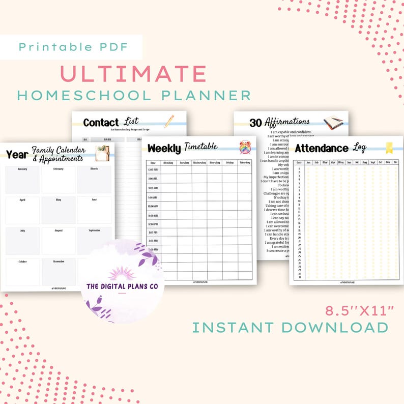 Homeschool Printable Planner, Homeschool Workbook, Homeschool Lesson ...