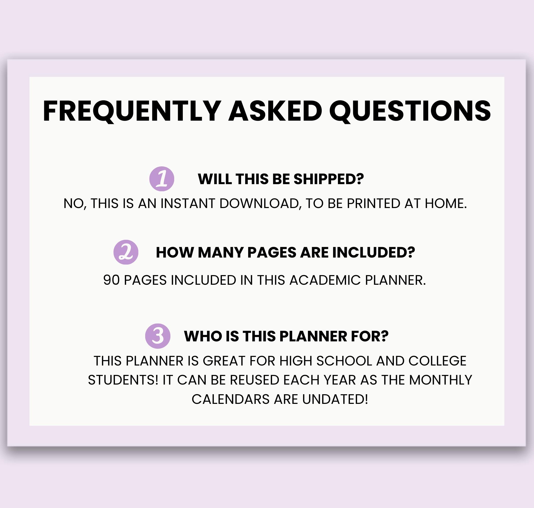 Printable Academic Planner 2025-2026, Student Study Organizer With ...