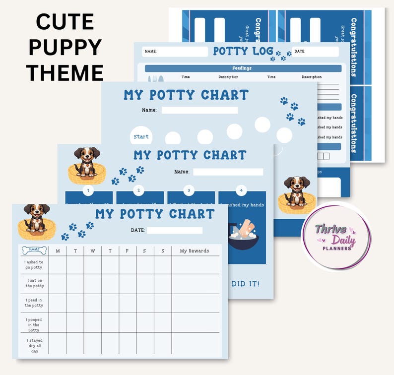 Potty Training Chart for Boys Printable, Sticker Reward Charts for ...