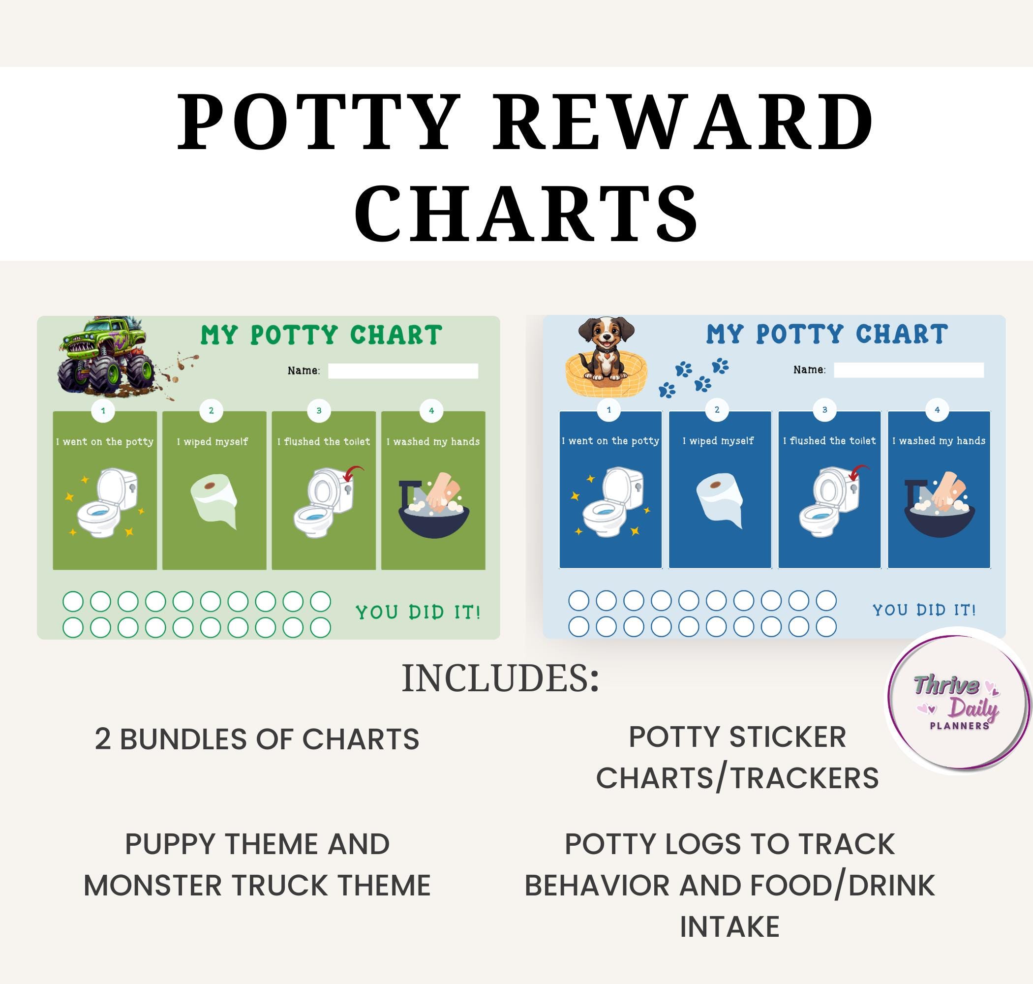 Potty Training Chart for Boys Printable, Sticker Reward Charts for ...