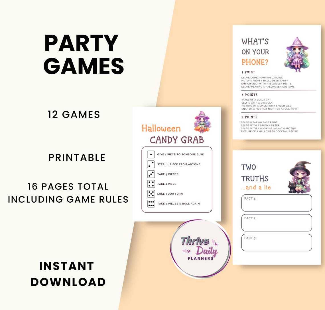 Printable Halloween Party Games Bundle, Halloween Printable, Halloween ...
