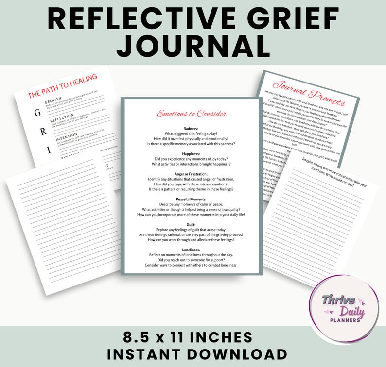 Printable Reflective Journal for Coping With Grief: Journal Prompts ...