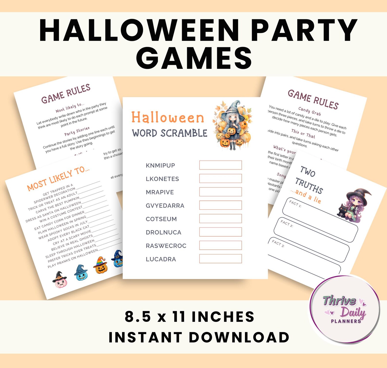 Printable Halloween Party Games Bundle, Halloween Printable, Halloween ...