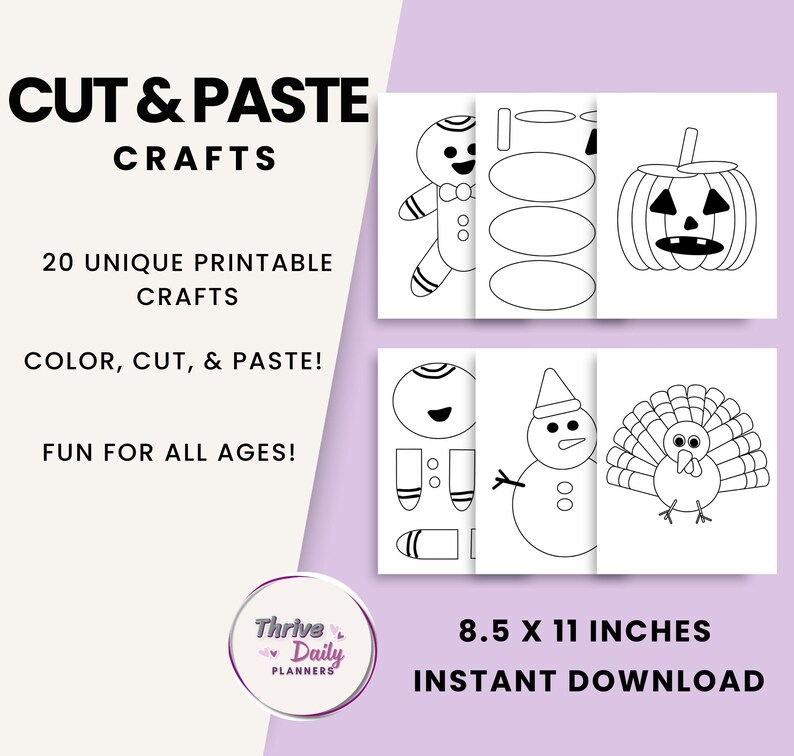 Build A Craft Printables Bundle, Cut and Paste Crafts for Kids ...