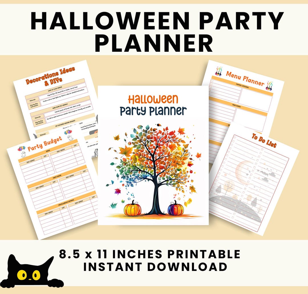 Halloween Party Planner Printable, Party Event Planner, Holiday Planner ...