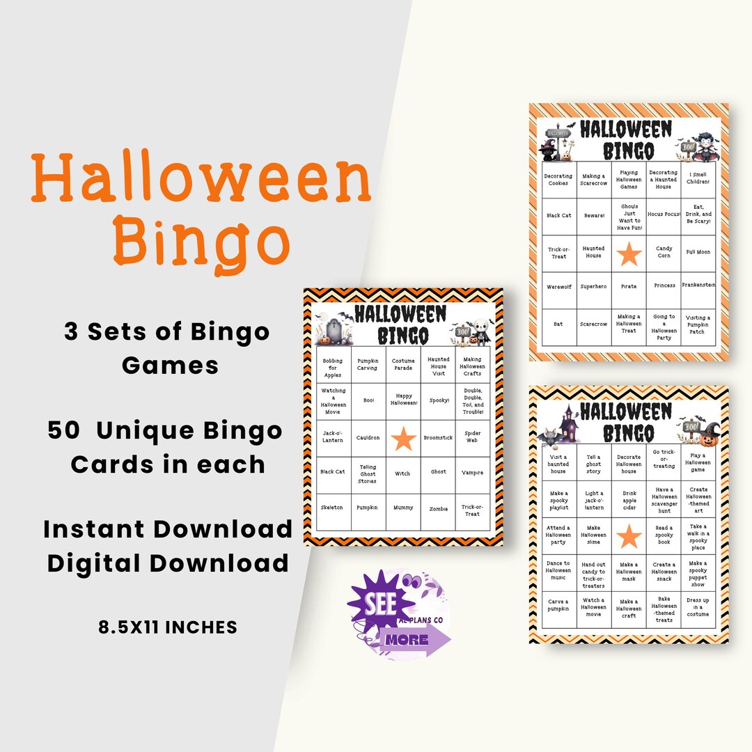 Halloween Bingo Cards, Printable Fun Halloween Game, Classroom Games ...