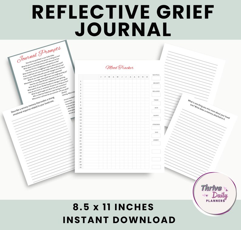 Printable Reflective Journal for Coping With Grief: Journal Prompts ...