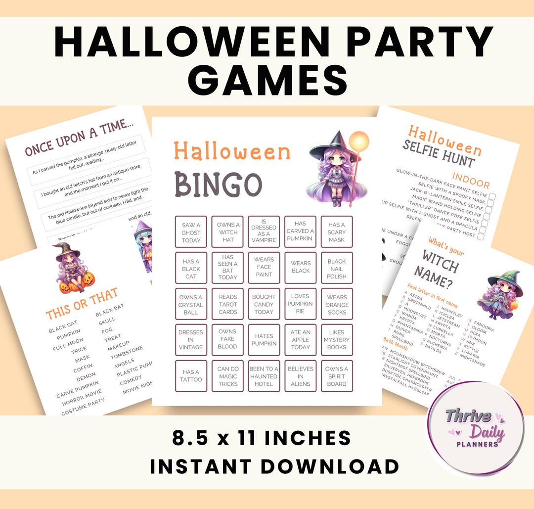 Printable Halloween Party Games Bundle, Halloween Printable, Halloween ...