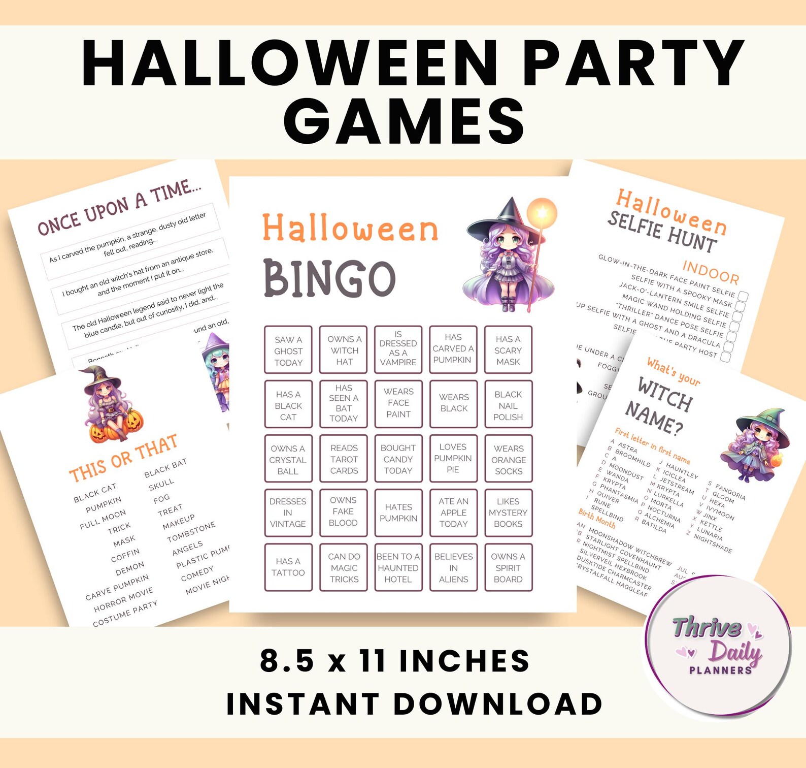 Printable Halloween Party Games Bundle, Halloween Printable, Halloween ...